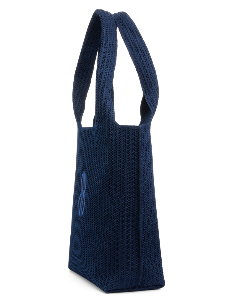 Sutton City Tote - Navy Stripe Monogram - Medium – Bill Blass