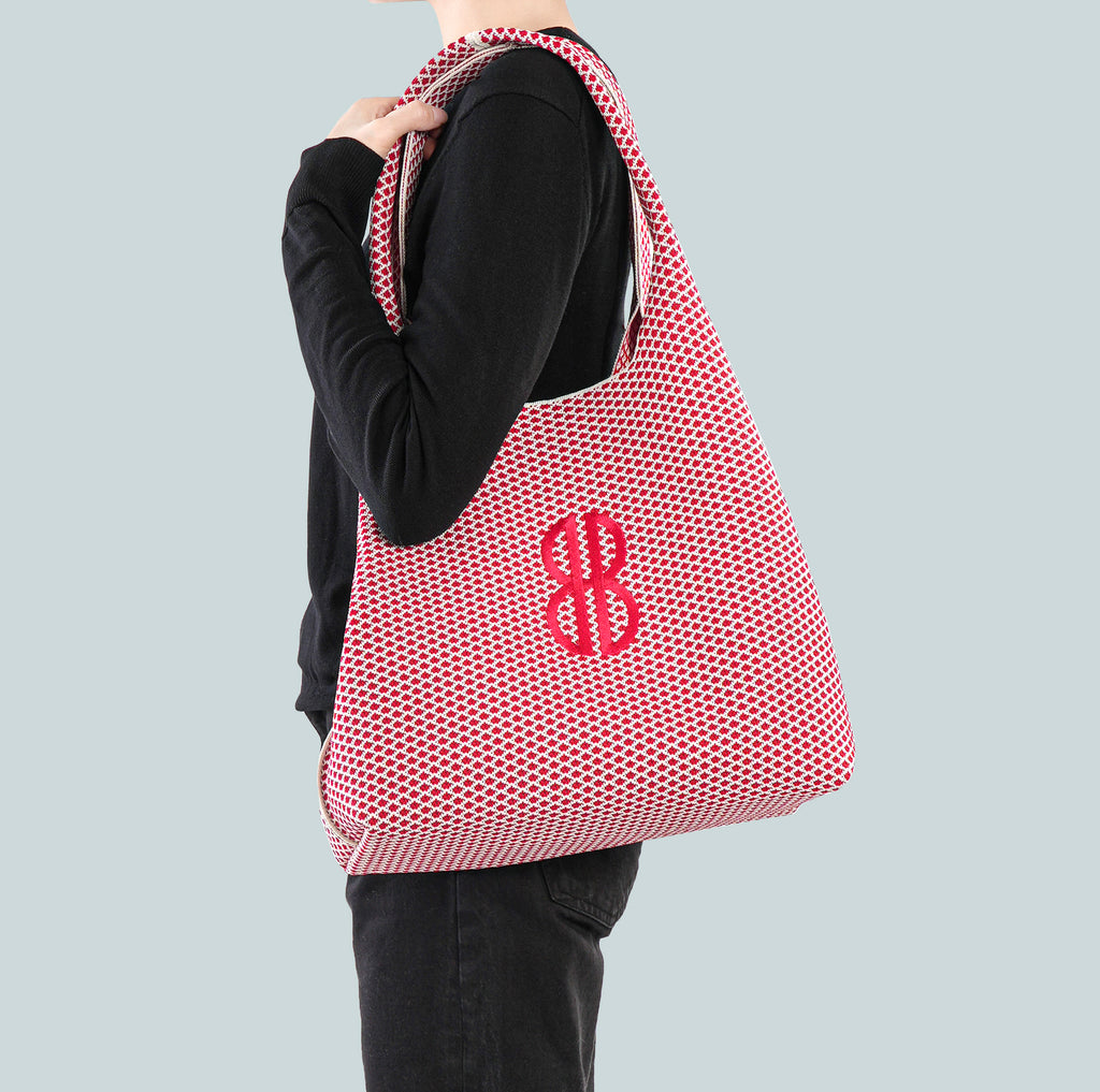 Sutton City Tote - Red Diamond Monogram / Detachable Metal Chain - Lar ...